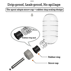 SEIS 3 in 1 Hamster Drinking Fountain Food Bowl and Hideout Small Pet Automatic Water Bottle Young Guinea Pig Water Dispenser for Gerbils Mice Juvenile Rat Chinchilla Ferret Hedgehog (Grey)