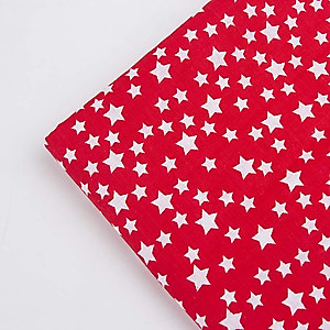 7Pcs 20" x 20" Cotton Fabric DIY Making Supplies Quilting Patchwork Fabric Fat Quarter Bundles DIY for Quilting Patchwork Cushions (Red, 20" x 20")