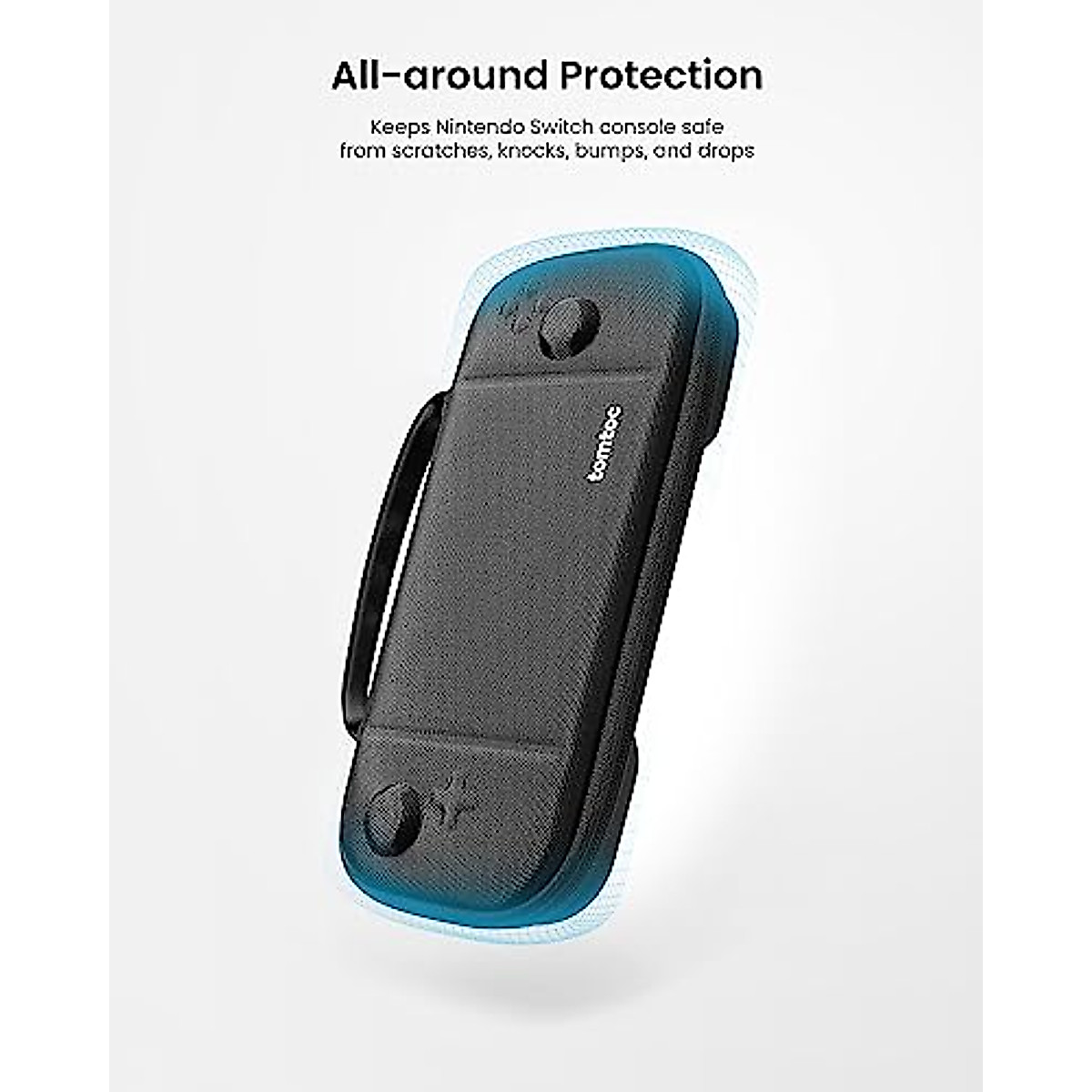 tomtoc Carrying Case for Hori Nintendo Switch Split Pad Compact, Hard Shell Protective Travel Bag with 10 Game Cartridges, Split Pad Fit Controllers case, Shockproof, Lightweight, Portable, Black