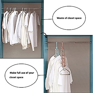 Space Saving Hangers,9 Holes Plastic Collapsible Multifunctional Closet Organizer and Storage for Heavy Clothes,College Dorm Room Essentials Pack of 6 Green