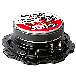 Genius Audio GPRO-M0765 6.5" 300 Watts Max 150 Watts RMS Pro Audio Midrange Speakers Push Connector Aluminium Bullet Car Audio Speaker Ferrite Magnet 4 Ohm Reinforced Paper Cone (1 Speaker)