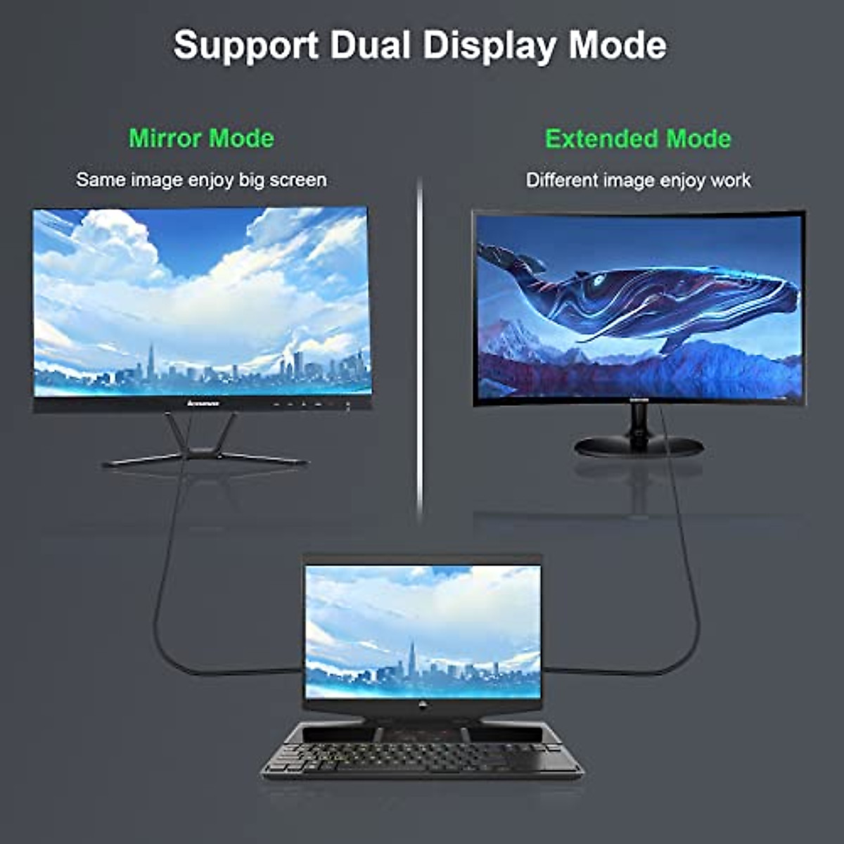 huaham Fiber Optic USB C to HDMI Cable 16.5ft, Type C to HDMI 2.0 Cable 4K@60Hz, Thunderbolt 3&4 Compatible with MacBook Pro/Air, Surface Go, Tablets, Laptops