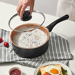 Cupertino Omlette Pan, Non Stick Frying Pan Small Copper Skillet, Egg Pan Nonstick with Healthy Coating, 100% PFOA Free, Dishwasher Safe - 8 Inch