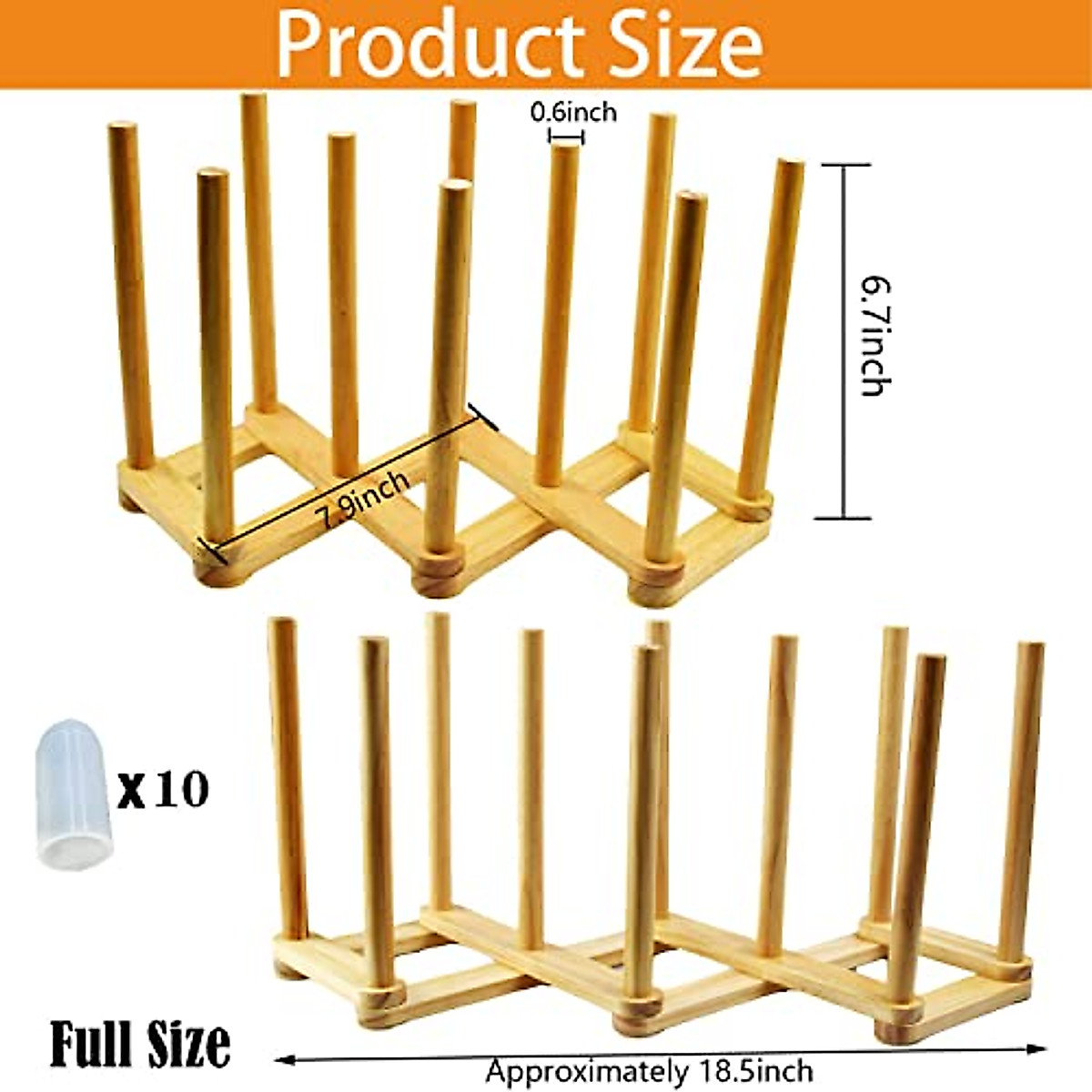 Cyauatt Wooden Cup Bottle Drying Rack, Retractable Drinking Glass and Sports Bottle Drainer Rack,Stand Cup Dish Holder and Plastic Bag Dryer Rack