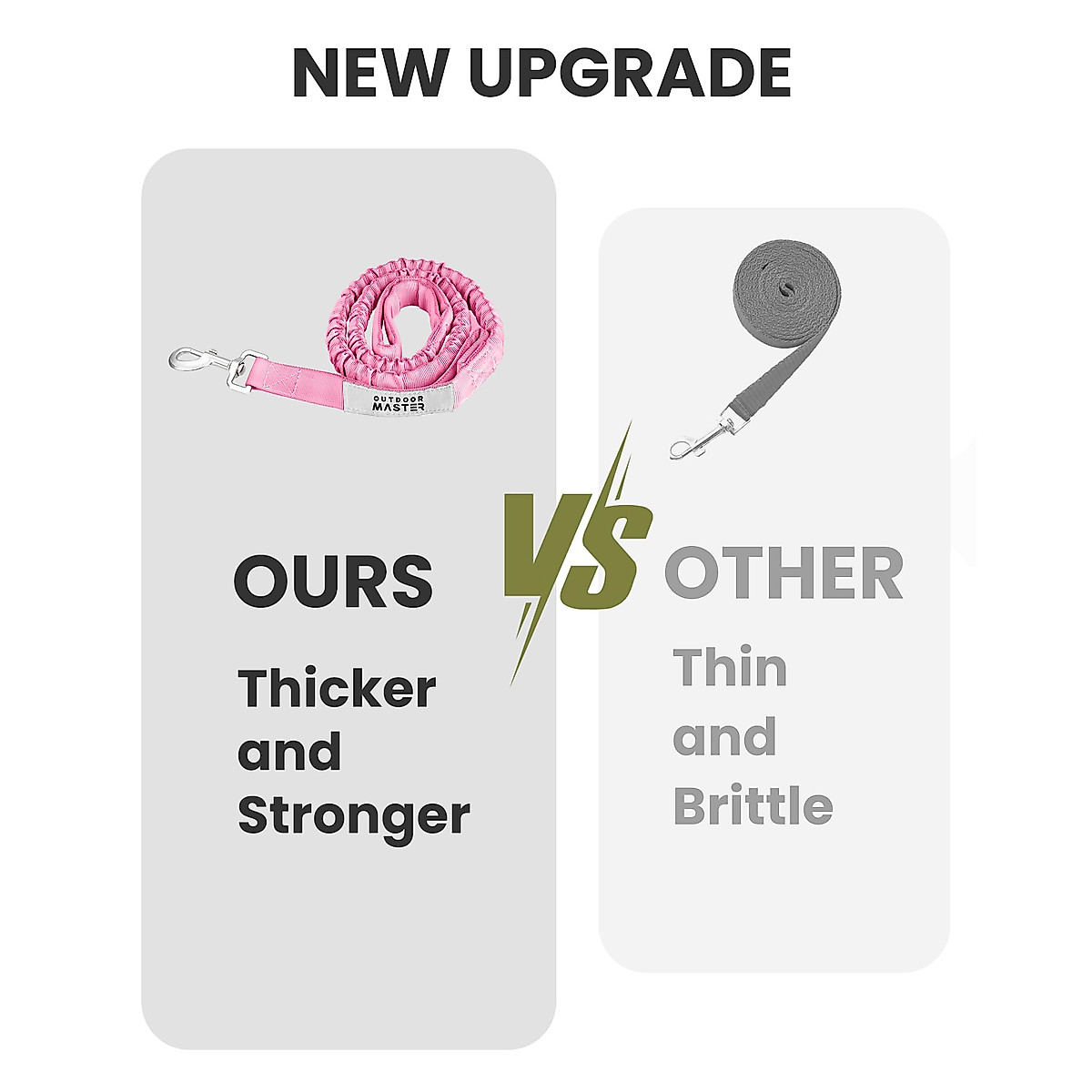 OutdoorMaster Bungee Dog Leash, Heavy Duty Dog Leash with Shock Absorption, 2 Padded Handles Training Leash, Improved Dog Safety and Comfort (Pink, 4FT)