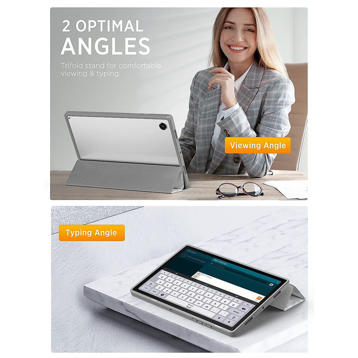 MoKo Case Fits Samsung Galaxy Tab A8 10.5 Inch 2022 (SM-X200/SM-X205/SM-X207), Tablet Case Transparent Back Cover with Auto-Wake Fit Samsung Galaxy Tab A8 2022, Marble White