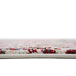 Unique Loom Lyon Collection Colorful Abstract Floral Rainbow Gradient Area Rug, 4 x 6 Feet, Ivory/Pink