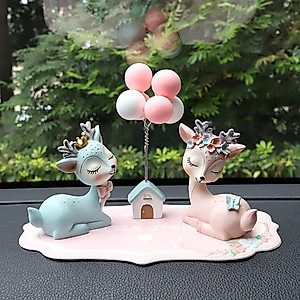 Deer Valentines Day Décor Mini Tabletop Collectible Figurines Home Decor for Girl Sweet Lover Gifts Baby Shower Birthday Cake Toppers Garden Ornaments Office Desk Decoration Farmhouse Knick knacks