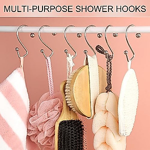 OEH Shower Curtain Hooks, 12 Pcs Shower Curtain Rings, Anti-Fall Metal Nickel Shower Curtain Hooks, S-Shaped Rust Proof Shower Curtain Hooks Rings for Shower Curtain, Bathroom, Matte Nickel