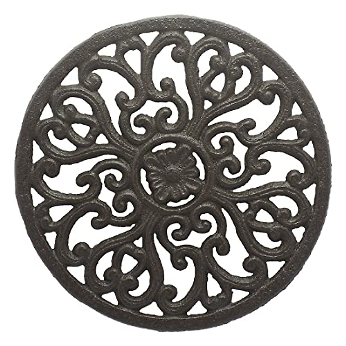 Cast Iron Trivet, Vintage Cutout Pattern Cast Iron Insulation Pad, Dutch Oven Trivet, Removable Rubber Legs Cast Iron Trivet, 2 Pack 7 Inches Trivet, Plates to Protect Table
