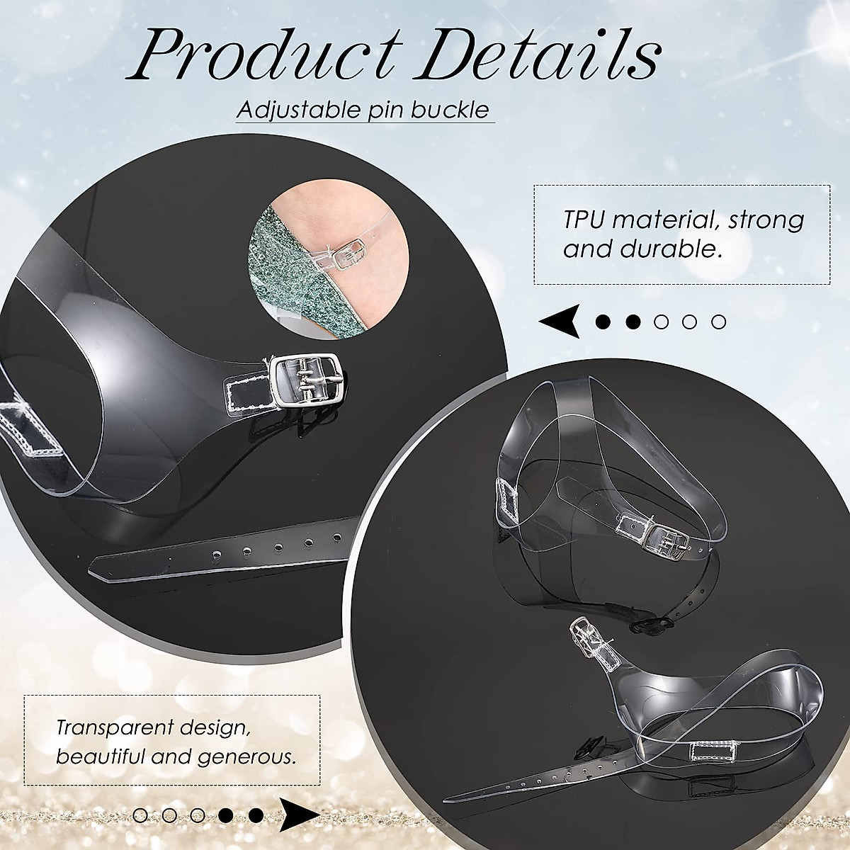 Xinnun 2 Pairs Shoe Straps for Heels Detachable Clear Shoe Belt Ankle Strap Women's Transparent Laces Anti Loose Shoelace Accessories for Holding Loose High Heel