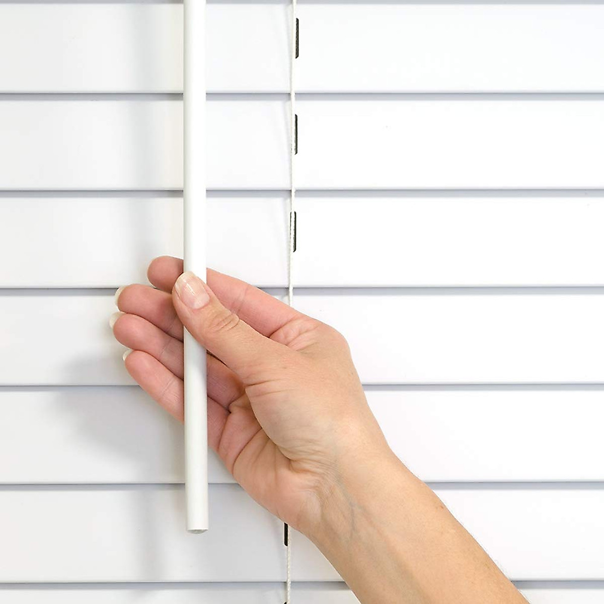 2-inch Flat Slat Faux Wood Cordless Room Darkening Blind for Windows - Starting at $18.97 - (Over 1,000 Custom Sizes), White - 18" W x 48" H