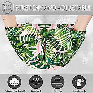 3 Pieces Shower Caps for Women, Waterproof Reusable Shower Hair Caps Elastic Hem Turban Shower Bath Caps for Long, Short and Curly Hair for Women Girls (Stripe, Coconut Palm and Polka Dot Pattern)