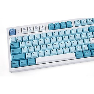 TOKEY PBT keycap Cherry Profile 142 Key Dye Sublimation ANSI Layout Keycap for Mechanical Gaming Keyboard Gateron Kailh Cherry MX Switches (Iceberg English)