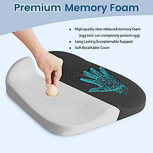 GSPSCN Ergonomic Memory Foam Seat Cushion, Driver Seat Cushion Pad to Improve Driving View,Non-Slip Sciatica & Back Coccyx Tailbone Pain Relief Pillow - Office Chairs,Car Seat,Wheelchair Cushion