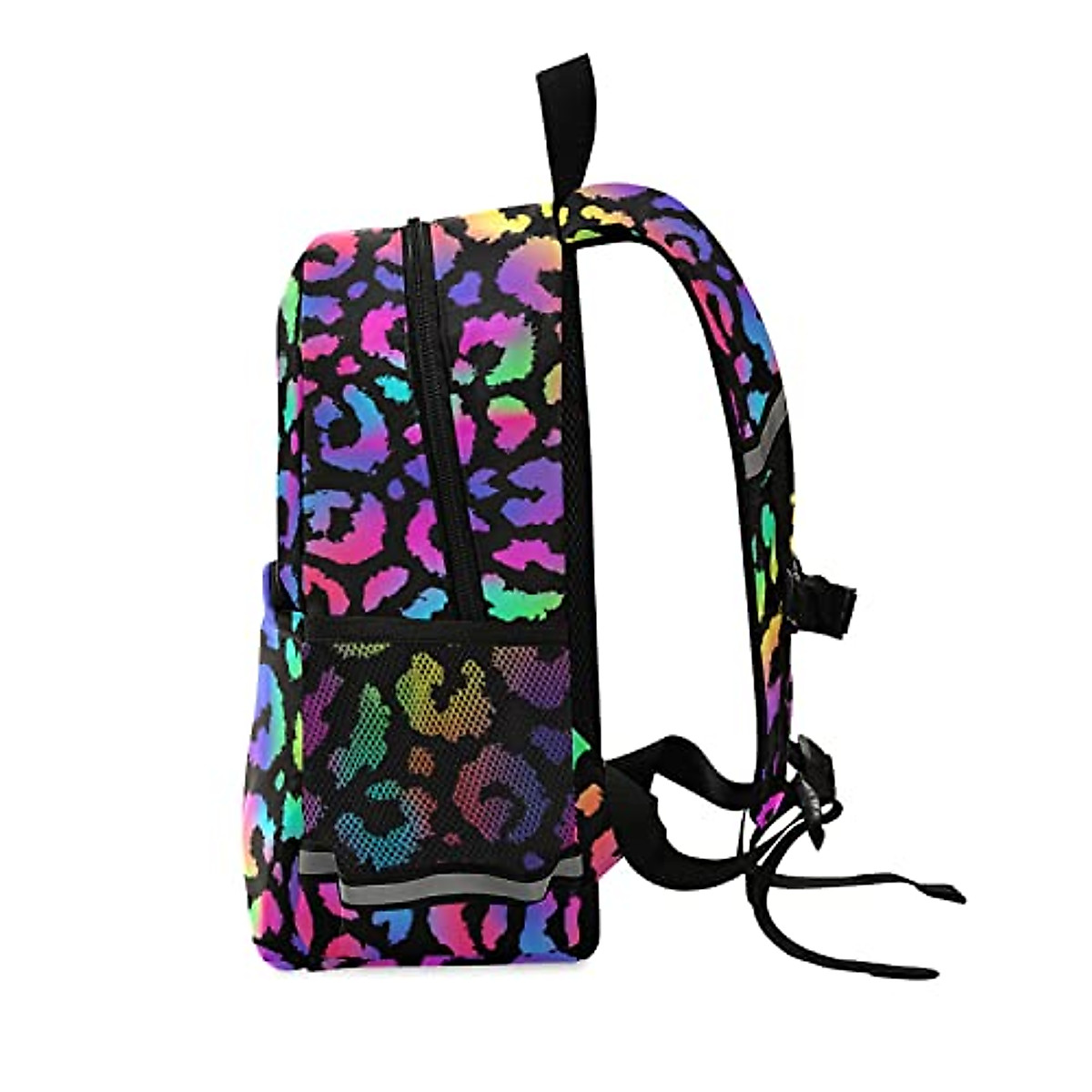 ALAZA Rainbow Leopard Print Cheetah Colorful Kids Toddler Backpack Purse for Girls Boys Kindergarten Preschool School Bag w/Chest Clip Leash Reflective Strip