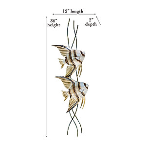 T.I. Design Angelfish Pair Vertical Facing Right Contemporary Coastal Metal Wall Decor