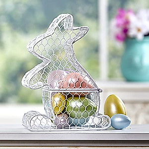 Wire Easter Rabbit Shaped Storage Basket - Holiday Home Accent