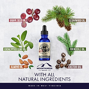 Mountaineer Brand Beard Oil - WV Timber Scent - 100% Natural Conditioner and Softener For Men - Hydrates and Moisturizes for Beard Growth - Treats Dry Itchy Beards - 2oz
