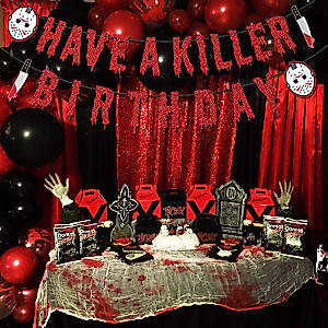 Have a Killer Birthday Banner for Friday the 13th Birthday Party Halloween Horror Themed Birthday Party Decorations