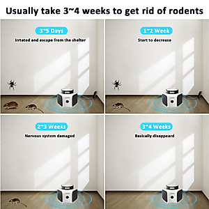 Careland Ultrasonic Pest Repeller Squirrel Repellent, 4 in 1 Rodent Repellent Plug-in Mouse Deterrent Emits Ultrasound Waves and LED Strobe Lights Indoor Use