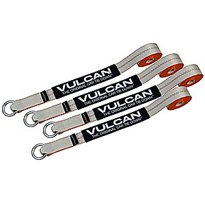 VULCAN Wheel Dolly Tire Harness with Universal O-Ring - Lasso Style - 2 Inch x 96 Inch - 4 Pack - Silver Series - 3,300 Pound Safe Working Load- Straps Only - Ratchets Sold Separately