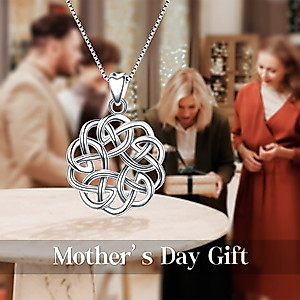 EVER FAITH 925 Sterling Silver Round Infinity Endless Love Celtic Knot Pendant Necklace for Women
