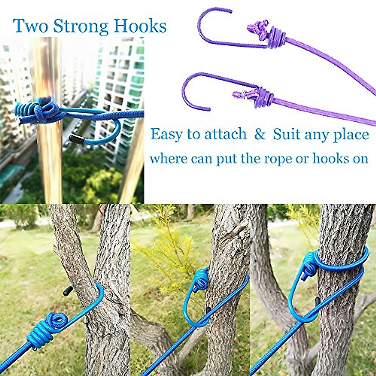 Adjustable Elastic Clothesline with Clips and Positioning Balls Portable Retractable Windproof Laundry Hanging Rope for Travel Camping Indoor Use Anti-Skid Washing Line with Drawstring Bag Purple