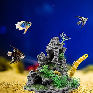 Saim Aquarium Ornament Mountain View Stone Ornament Rockery Landscape Fish Tank Decoration - Large Sizes
