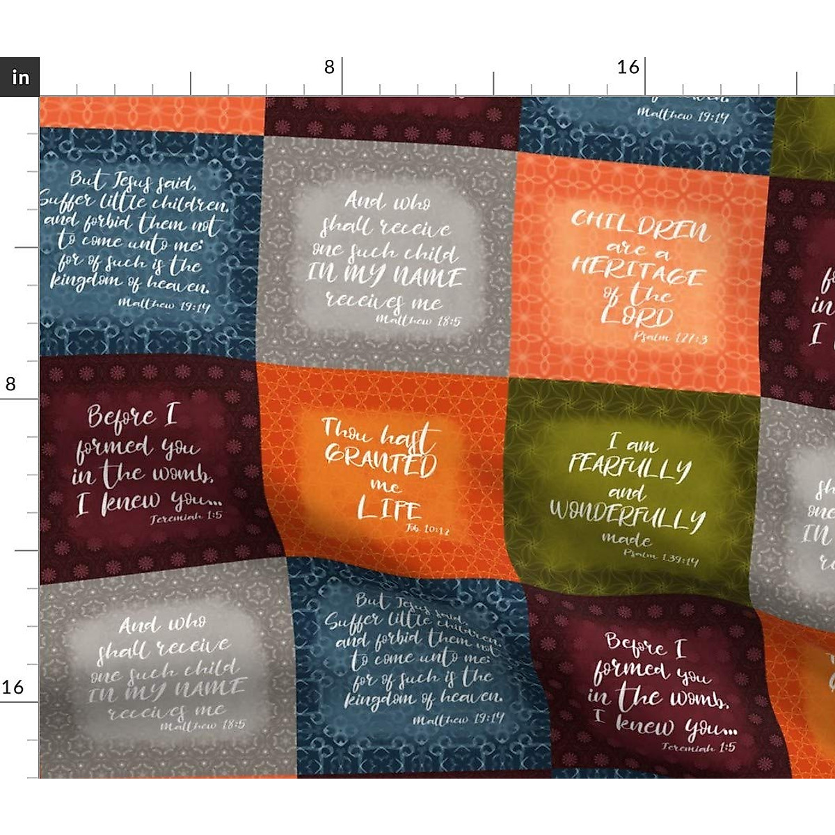 Spoonflower Fabric - Bible Verse Wholecloth Cheater Quilt Baby Christian Bible Verse Printed on Petal Signature Cotton Fabric Fat Quarter - Sewing Quilting Apparel Crafts Decor