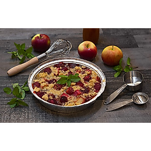 NYHI Round Aluminum Foil Pans 9-Inch | Disposable Tin Foil Pans with Clear Plastic Lids | Heavy-Duty Food Container Pie Dish Safe for Freezer & Oven | 30 Pack