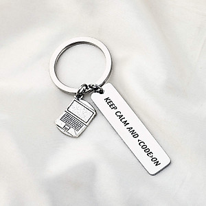 WSNANG Programmer Gift Keep Calm And Code On Keychain Coding Jewelry IT Gift for Software Engineer Student (Code Keychain)