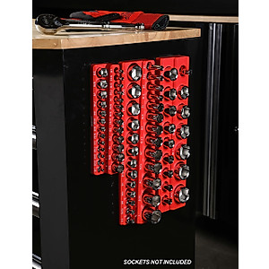 ARES 70234-26-Piece 3/8-Inch SAE Magnetic Socket Organizer - Holds 13 Standard Size and 13 Deep Size Sockets - Keep Your Tool Box Organized
