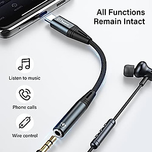 USB C to 3.5mm Audio Adapter, USB Type C Headphone Jack Adapter Hi-Fi DAC Chip, USB C to Female Aux Audio Dongle Cable Cord for Samsung Galaxy S22 S21 S20 Ultra Note 20 10 S10 S9 Plus, iPad Pro, Pixel