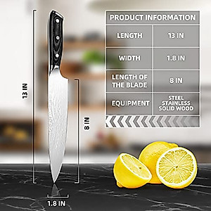 Avarmora Chefs Knife 8 Inch Kitchen Knives Japanese Chef Knife Damascus Chef Knife Forged High Carbon Stainless Steel for Cutting Meat Fruits with Gift Box.