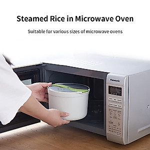 Microwave Rice Cooker, 2L Microwave Rice Steamer Pasta Cooker, Food Grade PP Microwave Rice Cooker, Strainer and Steamer Pot Set,4PCS(COLOR:green)