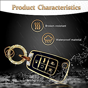 Compatible with Chevy Key Fob Cover with Keychain Lanyard, Soft TPU Keys Shells Replacement for Chevrolet Buick Camaro Cruze Equinox Malibu Impala Spark Sonic GMC-Black