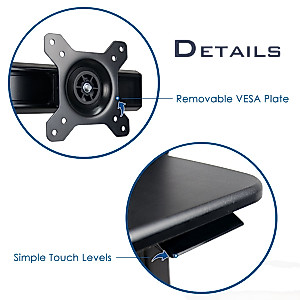 Dual Monitor Desk Converter, Adjustable Standing Desk Converter, Standing Desk Workstation with VESA Mount, Black