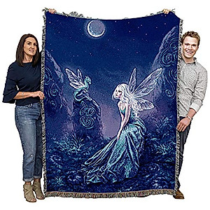 Pure Country Weavers Luminescent Fairy Blanket by Rachel Anderson - Gift Fantasy Tapestry Throw Woven from Cotton - Made in The USA (72x54)