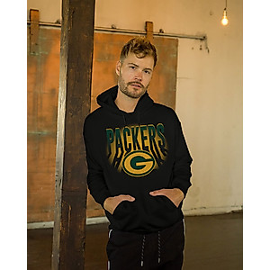 Junk Food Clothing x NFL - Green Bay Packers - Team Spotlight - Unisex Adult Pullover Fleece Hoodie for Men and Women - Size 3X-Large , Black