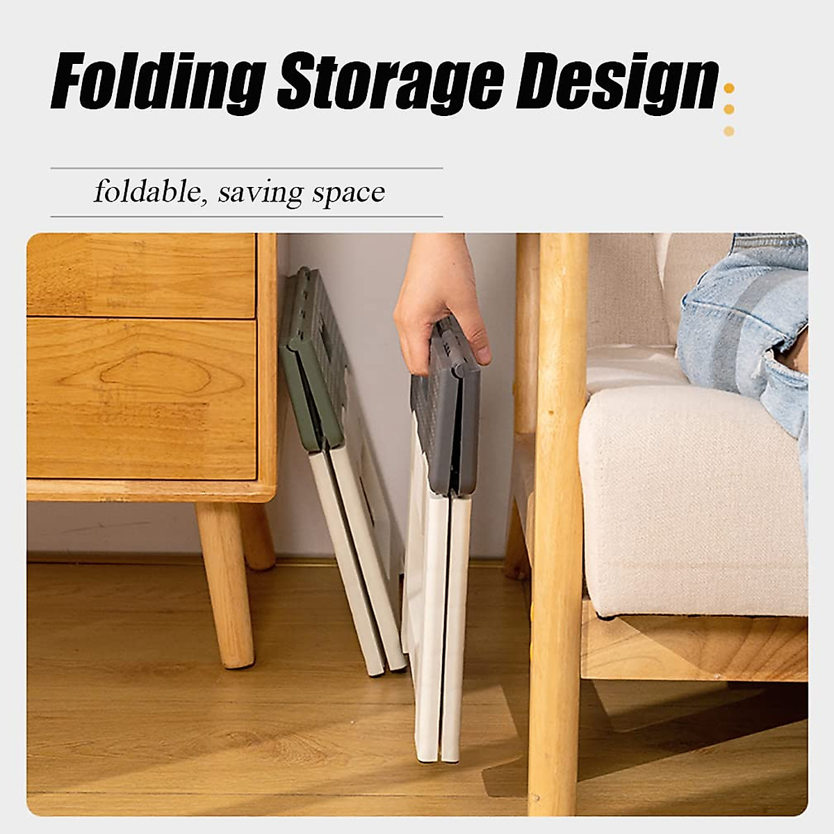 Folding Step Stool, Foldable Foot Stool with 9 Inch Height - Holds Up to 330 lbs - Lightweight Plastic Foldable Step Stool for Kids, Kitchen, Bathroom & Living Room (Grey)