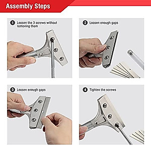 Goldblatt 2 Pieces Glass Scraper Set ​with 20-piece Blades - 4 Inch Industrial Floor Scraper Tool with Long-Handle, Heavy Duty Razor Holder for Cleaning Caulk, Paint, Glue on Glass, Tiles, Walls