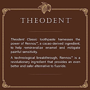 Theodent Classic Fluoride-Free, Natural Toothpaste for Remineralization and Sensitivity Reduction, Whitening Crystal-Mint (3.4 Ounces, 96.4 Grams)