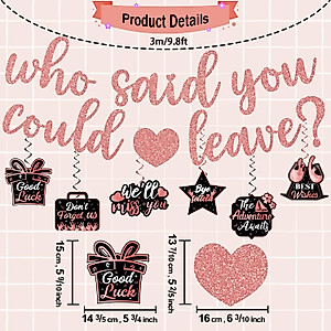 MAMFEOV Going Away Party Decorations Rose Gold Who Said You Could Leave Banner, Retirement Decor, Graduation Farewell and Goodbye Celebration Coworkers Leaving Party Supplies