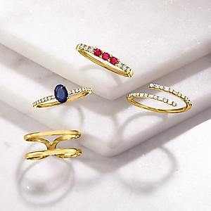 RS Pure by Ross-Simons 0.10 ct. t.w. Ruby and Diamond-Accented Ring in 14kt Yellow Gold. Size 6