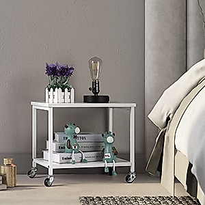 Printer Cart White Printer Stand Rack with Wheels Under Desk Printer Table with Storage 2 Tier Rolling Printer Holder for Desk Shelf Organizer for Scanner Fax Machine Home Printers Holder
