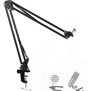 Snowball Mic Boom Arm - Heavy Duty Mic Boom Arm Desk Mount Adjustable Suspension Mic Stand Compatible with Audio-Technica AT2020,AT2020USB+, AT2035, ATR2500-USB, ATR2100-USB,Blue Snowball Microphone
