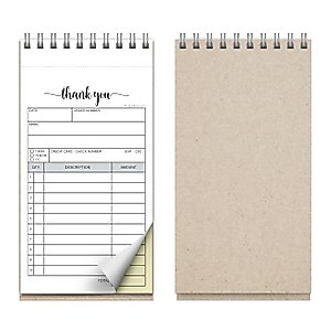 321Done Thank You Receipt Book, 3.4x5.5 2-Part Carbonless Spiral Bound - Made in USA, Receipt Book with Carbon Copies for Small Business, 50 White/Yellow Pages