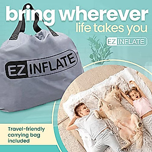 EZ INFLATE Air Mattress with Built in Pump - Twin Size Double-High Inflatable Mattress with Flocked Top - Easy Inflate, Waterproof, Portable Blow Up Bed for Camping & Travel