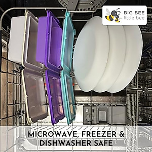 Big Bee, Little Bee - SoftShell Reusable Silicone Food Storage Container with Lid, Easy to Clean, Lays Flat, Snaps Closed, Microwave, Freezer & Dishwasher Safe, As Seen on Shark Tank (Aqua)